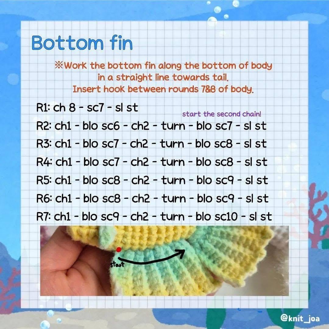 Betta Fish: Betta fish crochet pattern from Tedoo (@knit_joa) - Flake Food