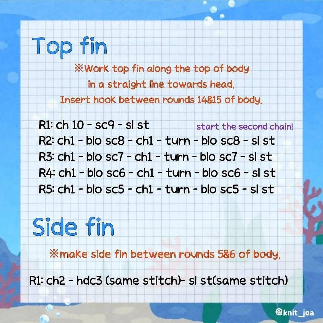 Betta Fish: Betta fish crochet pattern from Tedoo (@knit_joa) - Flake Food